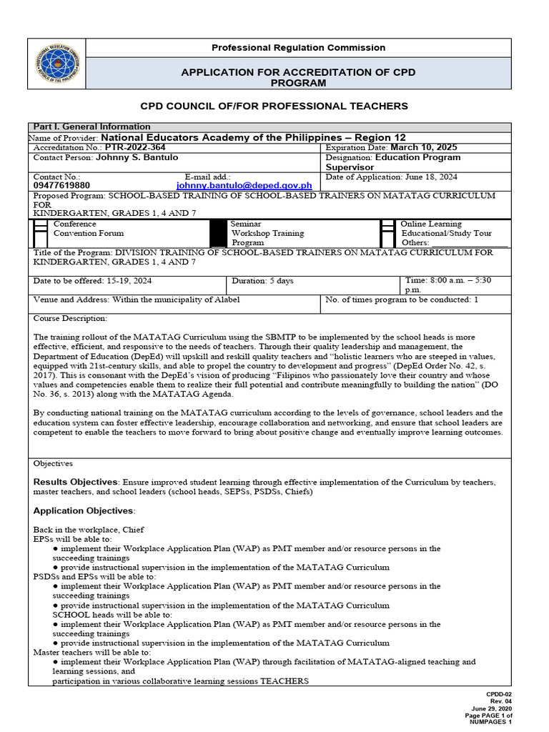 Alabel 1 4 PRC Accreditation Proposal | PDF | Educational Assessment ...