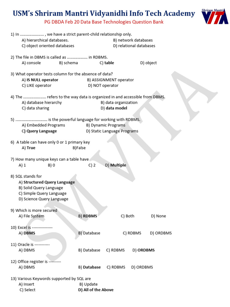 Data Collection And Dbms Pg Dbda Feb20 Pdf Relational Database Databases
