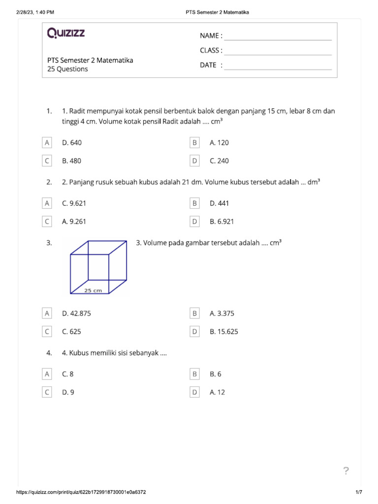 SOAL MTK KELAS 6 | PDF