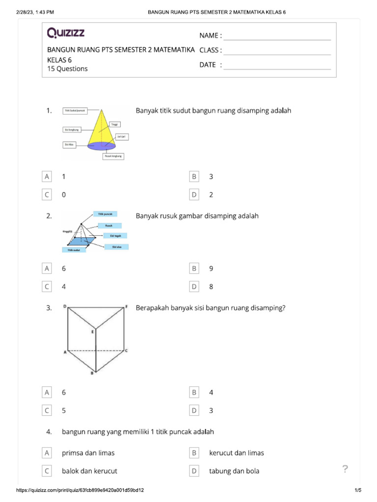 Soal MTK Kelas 6 2 | PDF