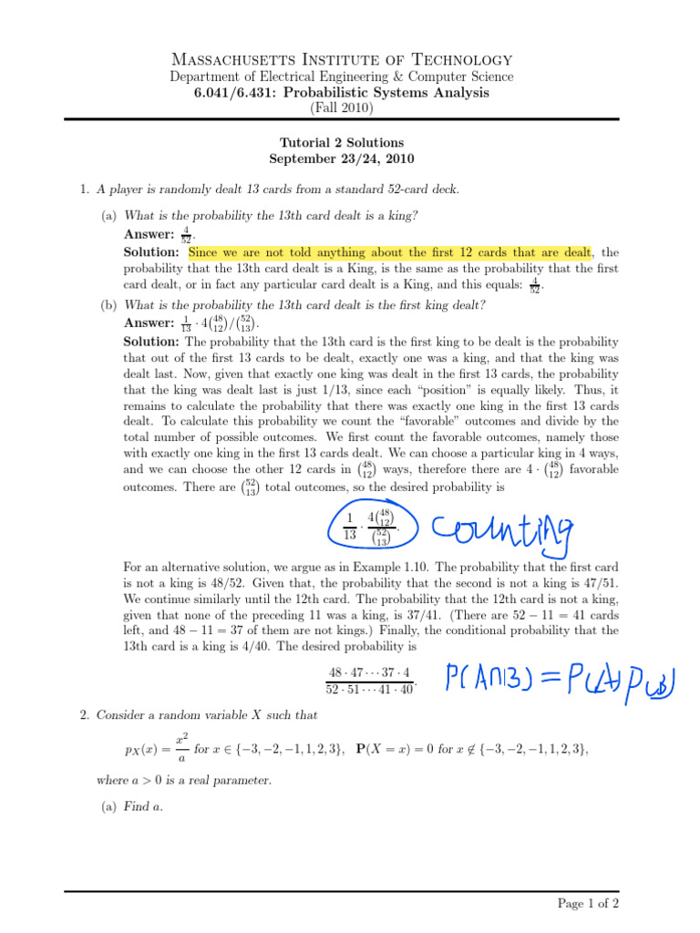 Lecture 5 Answer | PDF | Probability | Probability Theory