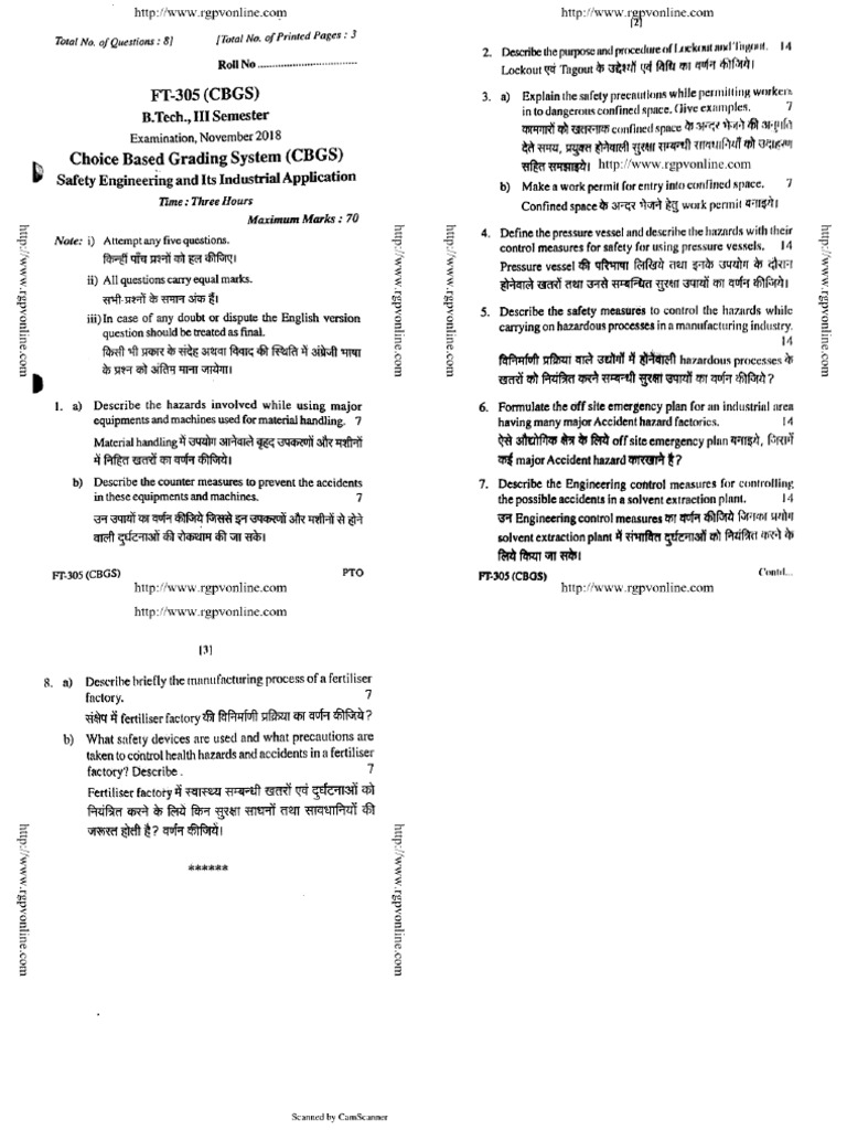Ft 305 Safety Engineering and Its Industrial Application Nov 2018 | PDF