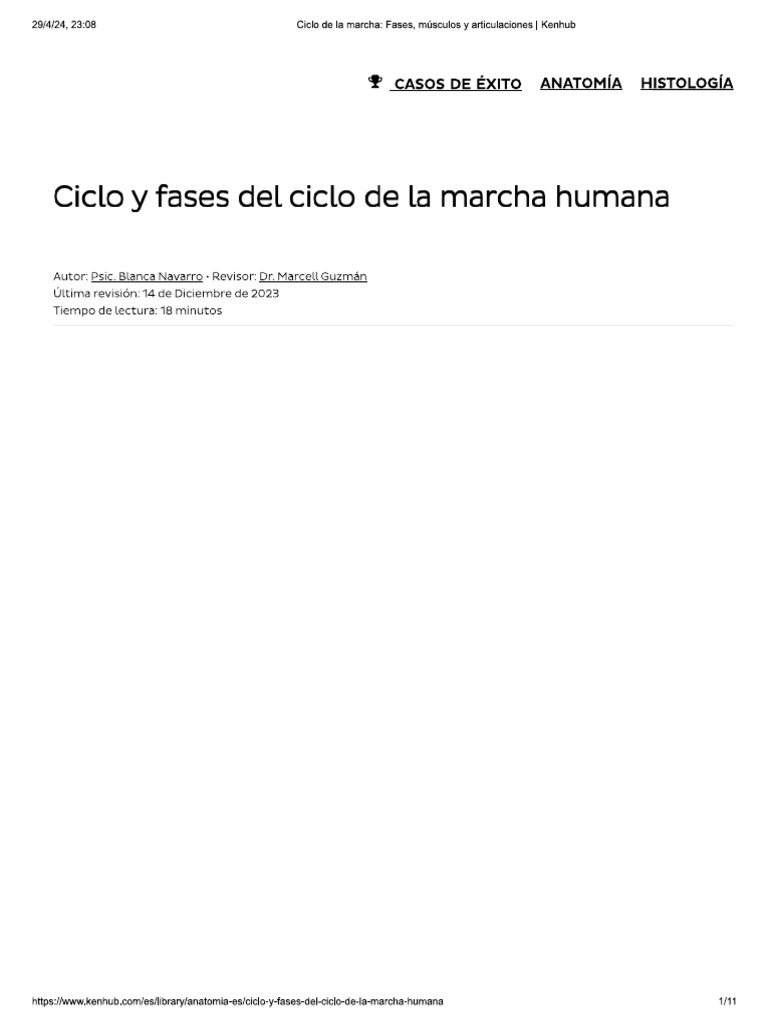 Ciclo y Fases de La Marcha Humana Kenhub | PDF