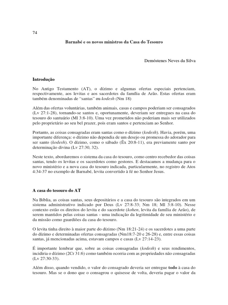 Artigo Mordomia 2 BARNABÉ | PDF | Atos dos apóstolos | Barnabé (Bíblia)