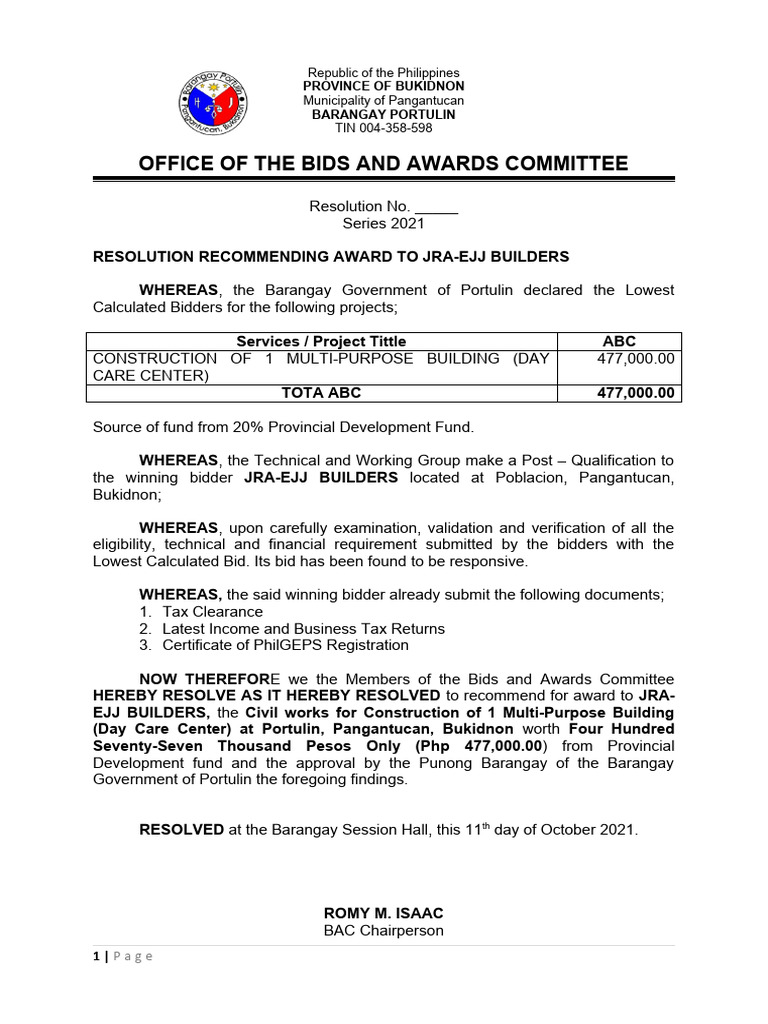 Resolution Recommending Awards | PDF | Taxes | Government Finances