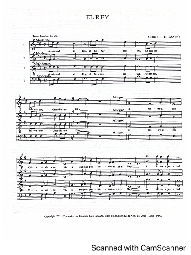 PARTITURA EL REY - VERSIÓN ORIGINAL | PDF