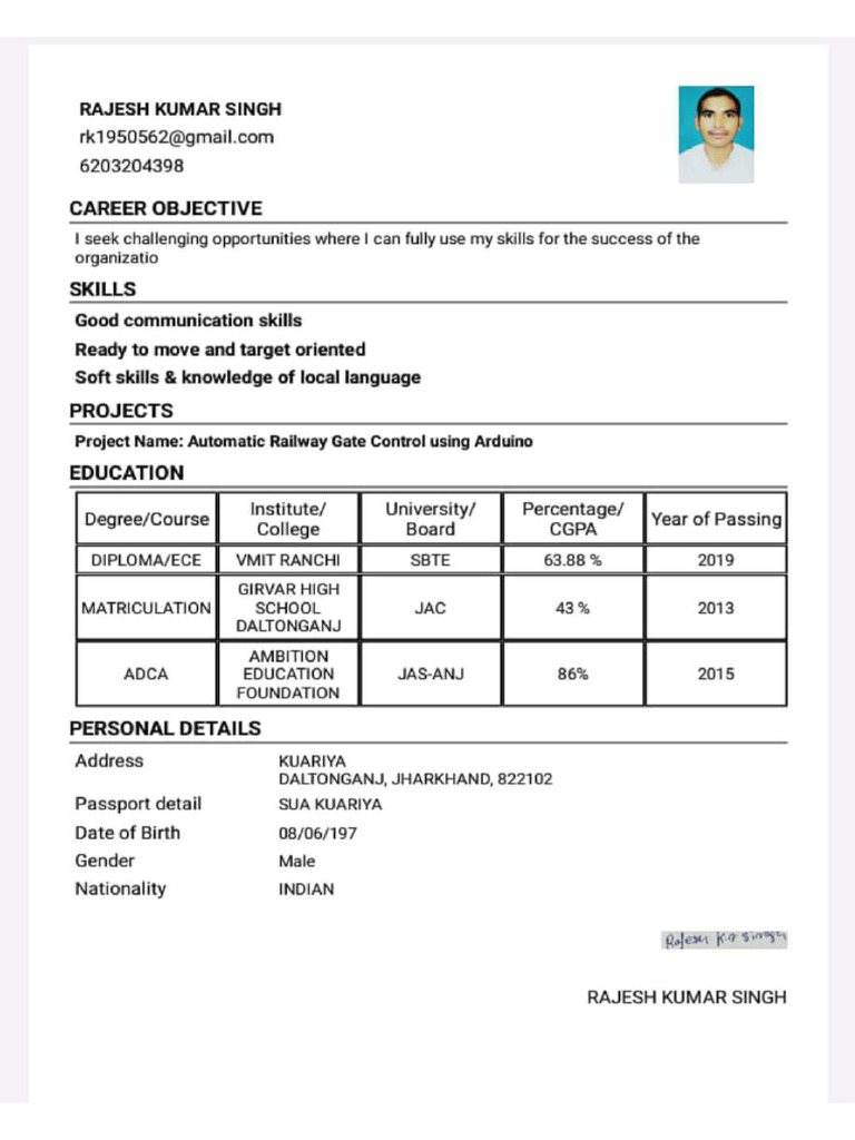 Resume RAJESH KUMAR SINGH | PDF