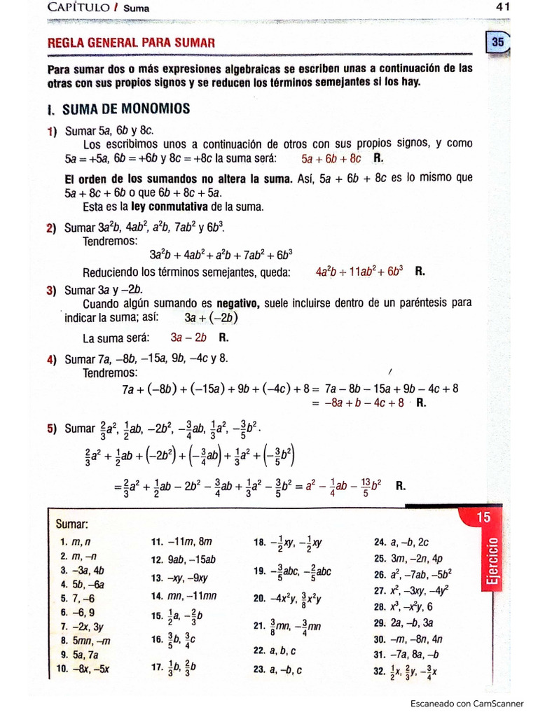 suma de monomios | PDF