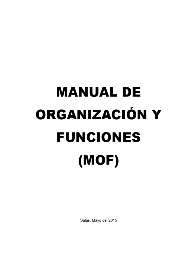 Manual Organizacion y Funciones (Mof) | PDF | Gobierno local | Alcalde