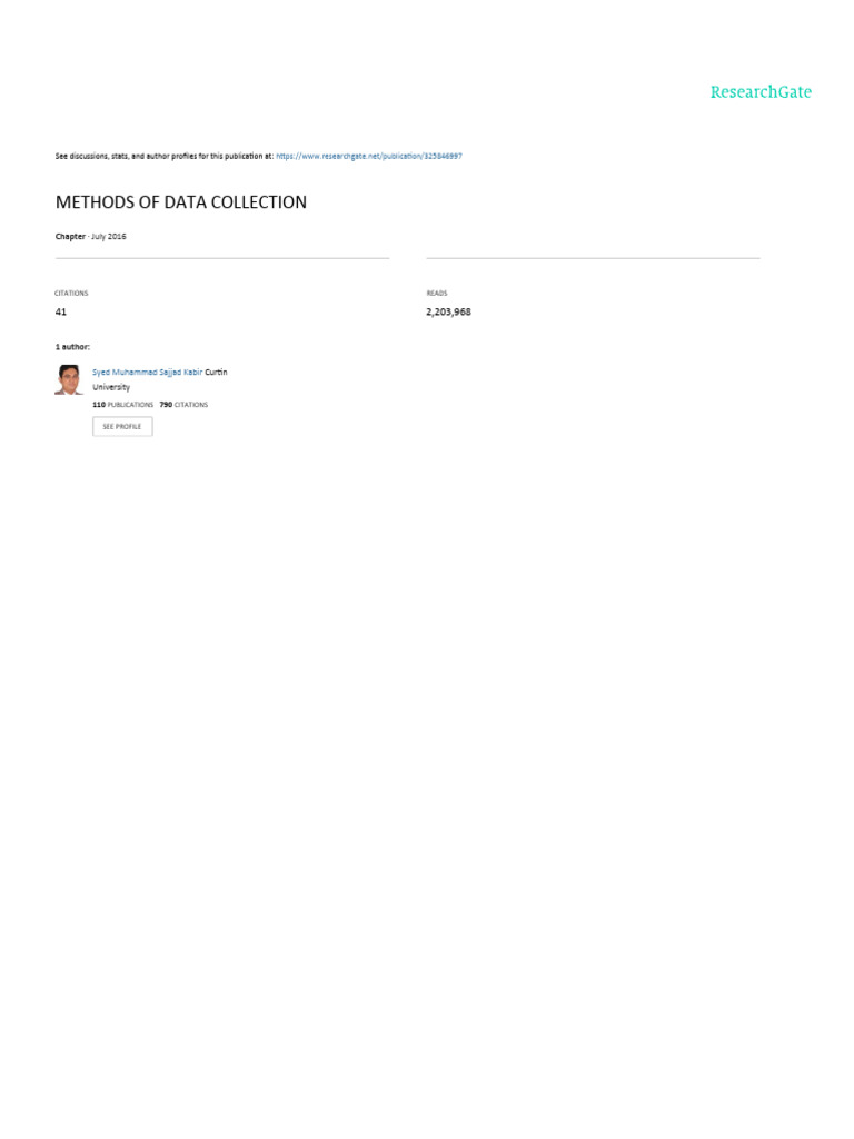 Methods of Data Collection | Download Free PDF | Survey Methodology ...