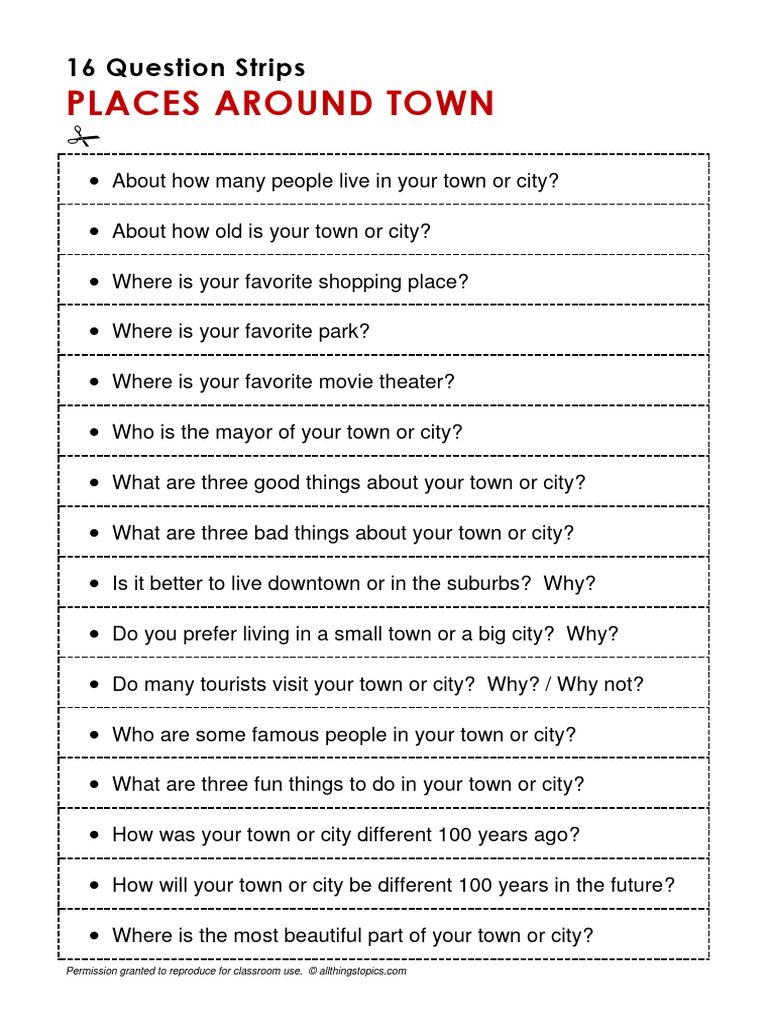 Discussion Questions: Places Around Town | PDF