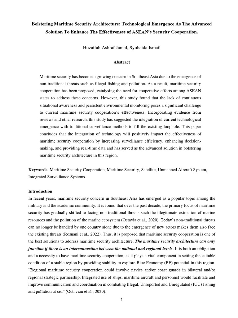 Final Extended Abstract 1 Bolstering Maritime Security Architecture Technological Emergence As