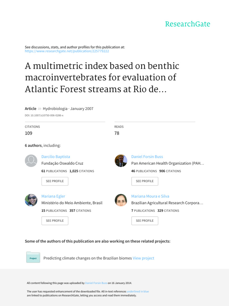 A Multimetric Index Based On Benthic Mac | PDF | Brazil | Ecosystem
