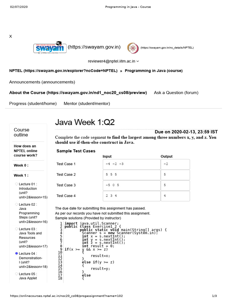 Noc20-Cs08 Week 01 Assignment 02 | PDF | Computer Science | Computer Programming