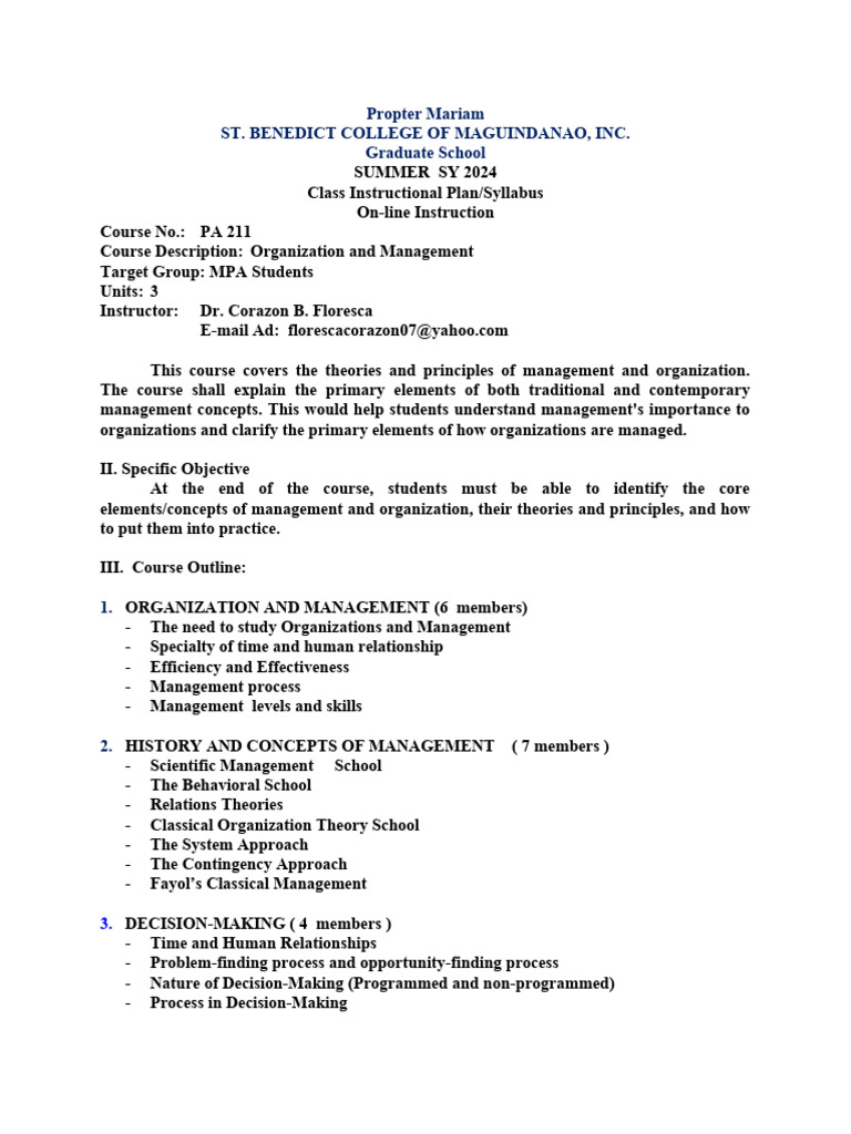 PA 211 Course Plan Summer 24 AB | PDF | Globalization | Stress (Biology)