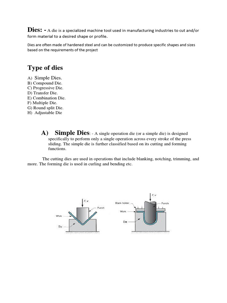 Type of Dies & Mechanical Press | PDF | Sheet Metal | Automation