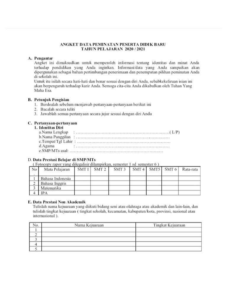 Angket Peminatan | PDF