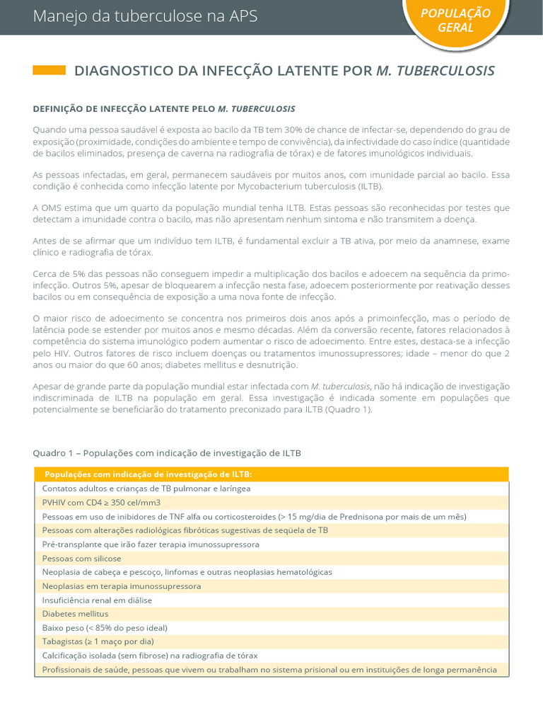 Manejo da Tuberculose na APS: ILTB | PDF | Mycobacterium tuberculosis ...