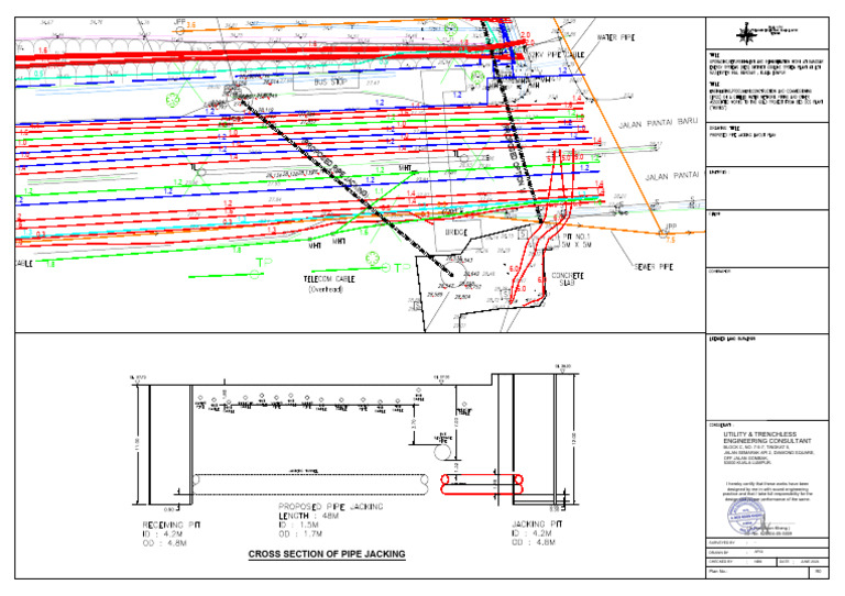 Pipe Jacking Layout & Section 280624 | PDF