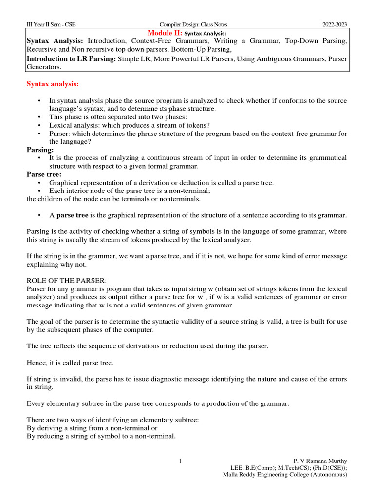 Compiler Design Module 2 Notes 2022-23 02-04-2023 Modified | PDF ... Compiler Design Module 2 Notes 2022-23 02-04-2023 Modified | PDF ...