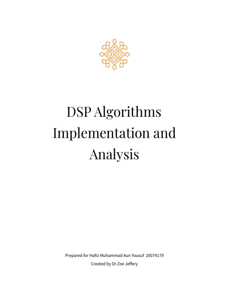DSP Algorithm Implementation in MATLAB | PDF | Digital Signal ...