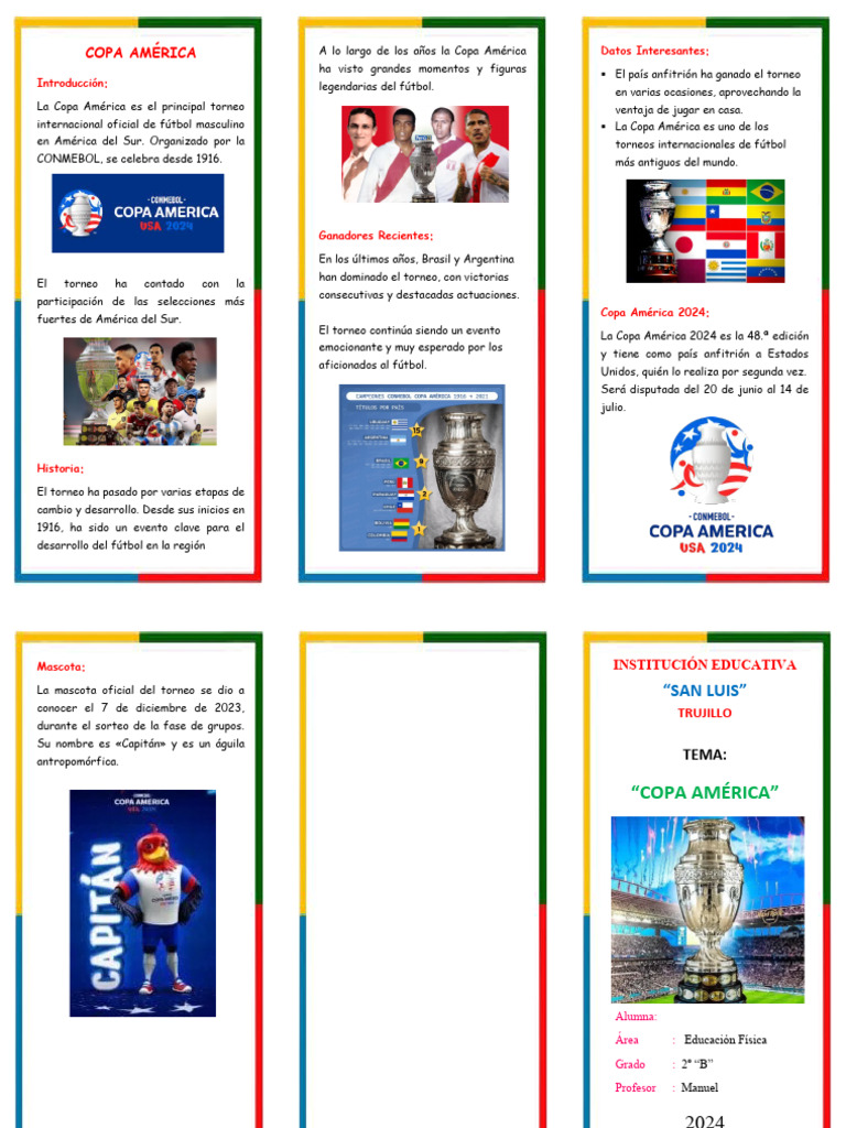 Triptico Copa América | PDF | Competiciones deportivas internacionales ...