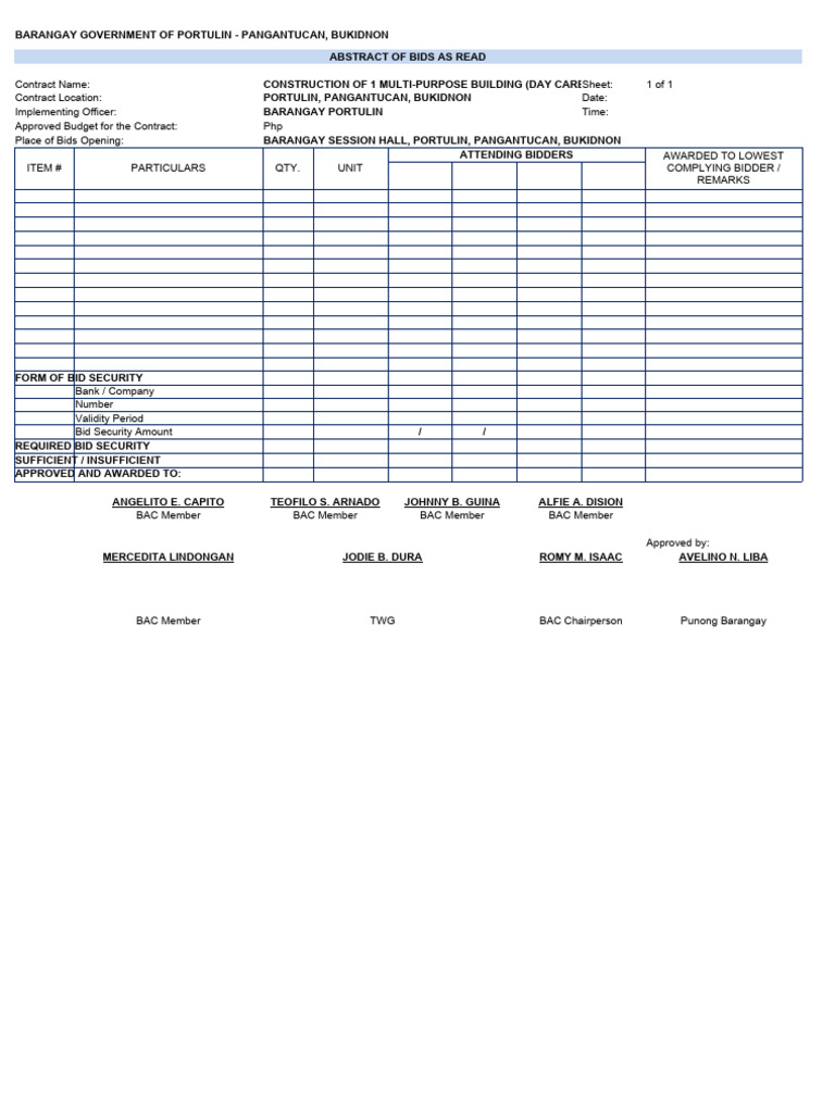 Abstract of Bids As Read | PDF | Real Estate | Civil Engineering