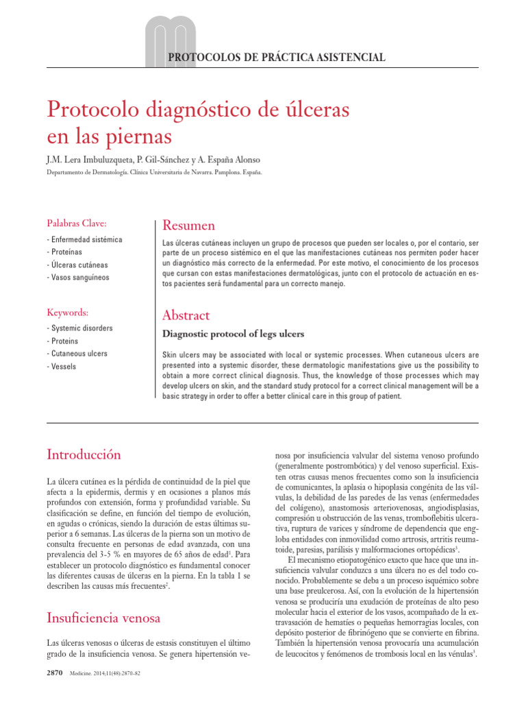 Protocolo Diagnóstico de Úlceras en Las Piernas | PDF | Hipertensión | Venas varicosas
