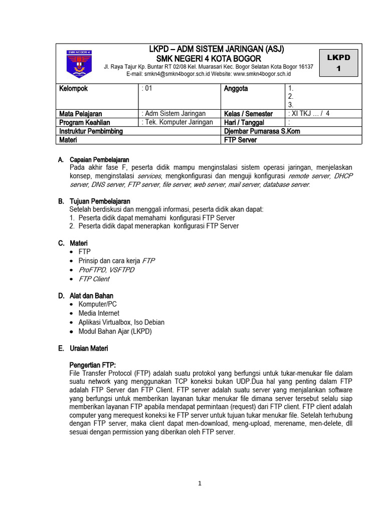 LKPD 1 - FTP Server | PDF