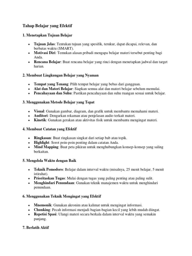 Tahap Belajar Yang Efektif | PDF | Karier & Perkembangan | Pengembangan Diri