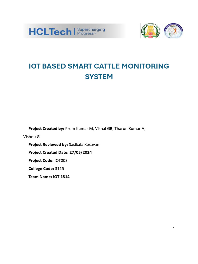 Iot Based Smart Cattle Monitoring Project | PDF | Usability | Internet Of Things