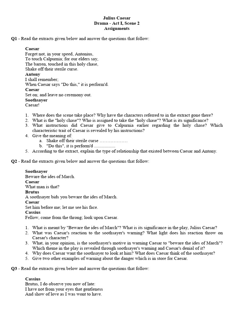 Assignments - Julius Caesar - Act - I - Scene - 02 | PDF | Julius ...