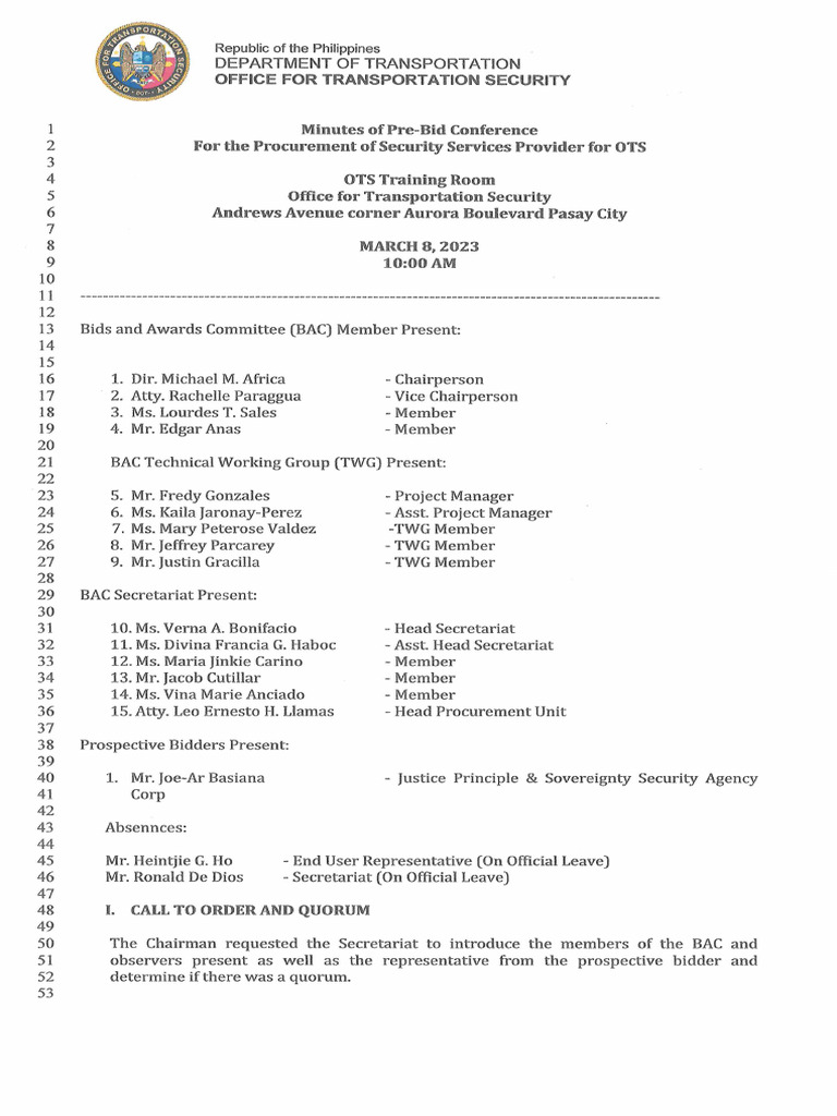 Minutes of Pre Bid Conference | PDF
