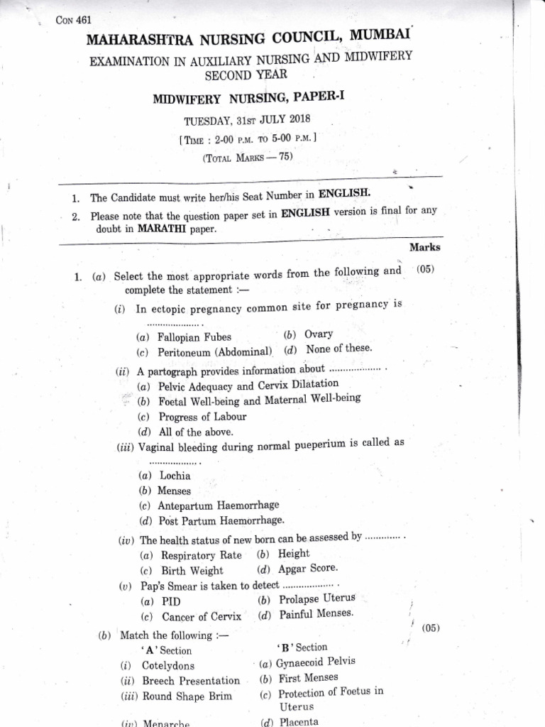Midwifery Examination Paper 2018 | PDF | Childbirth | Pregnancy