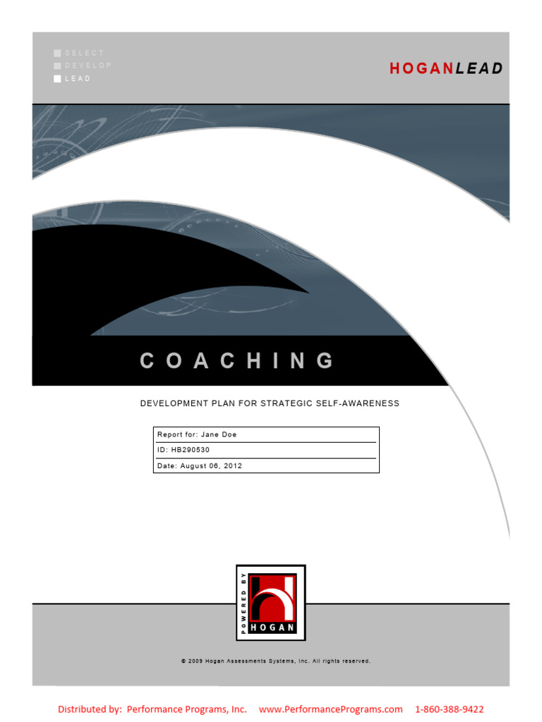 Hogan Coaching Sample Report | PDF | Leadership | Goal