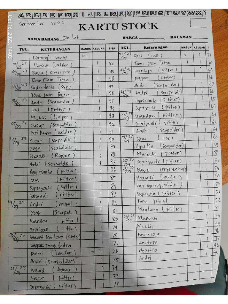 Lampiran Kartu Stok | PDF