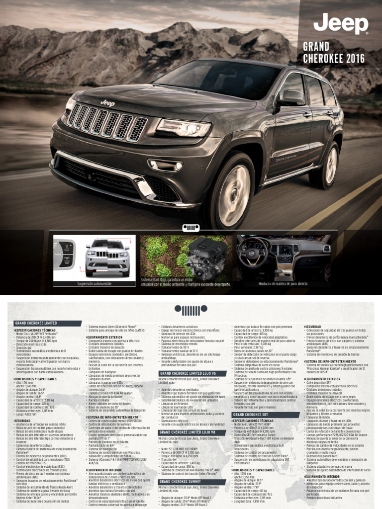 Ficha Técnica Jeep Grand Cherokee 2016 | PDF | Vehículo de motor ...