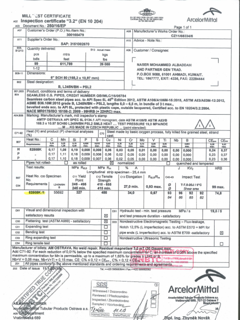 MTC FOR PIPE | PDF