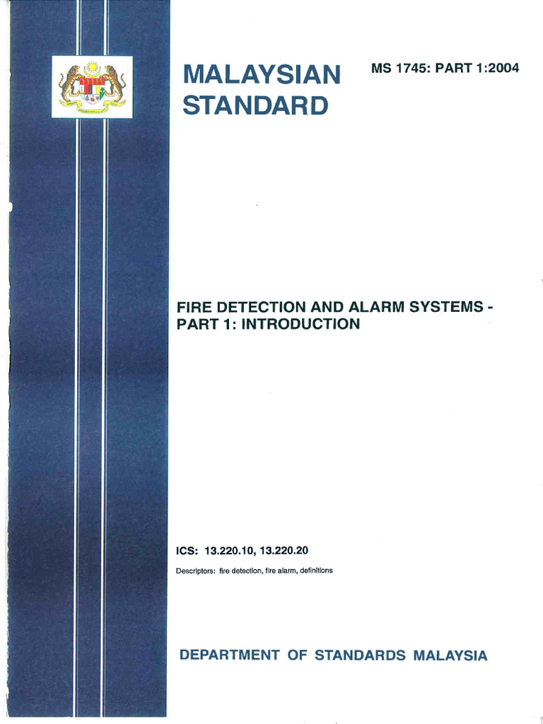 MS 1745 - Part 1 - 2004 - Fire Detect. & Fire Alarm Sys. | PDF