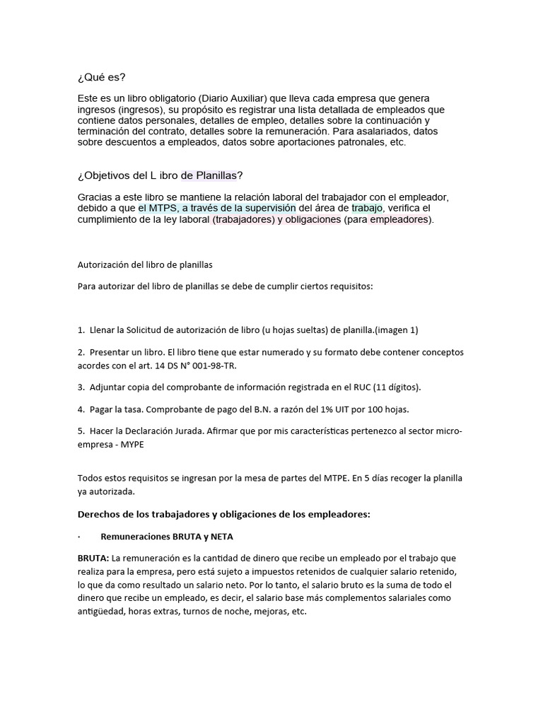 Qué es libro de planilla | PDF | Salario | Business