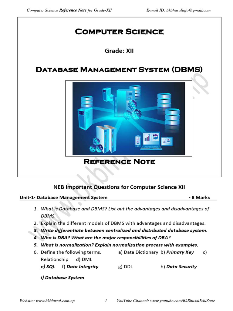 UNIT 1 Database Management System DBMS 2 | PDF | Databases | Relational Model