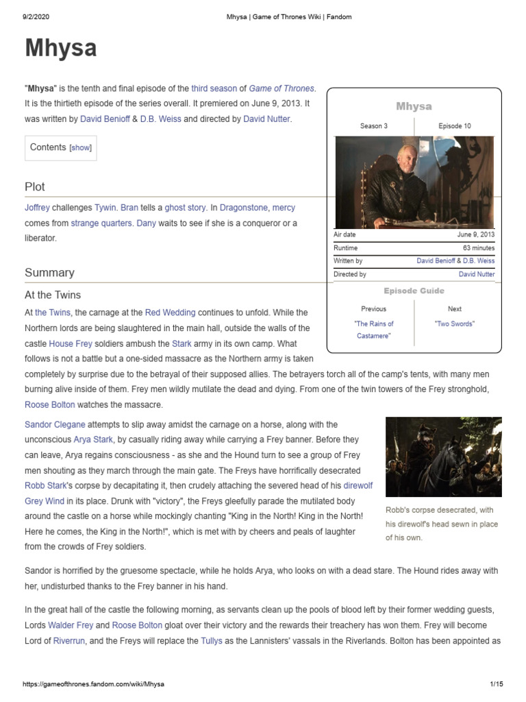 10 - Mhysa - Game of Thrones Wiki - Fandom | PDF | A Song Of Ice And Fire