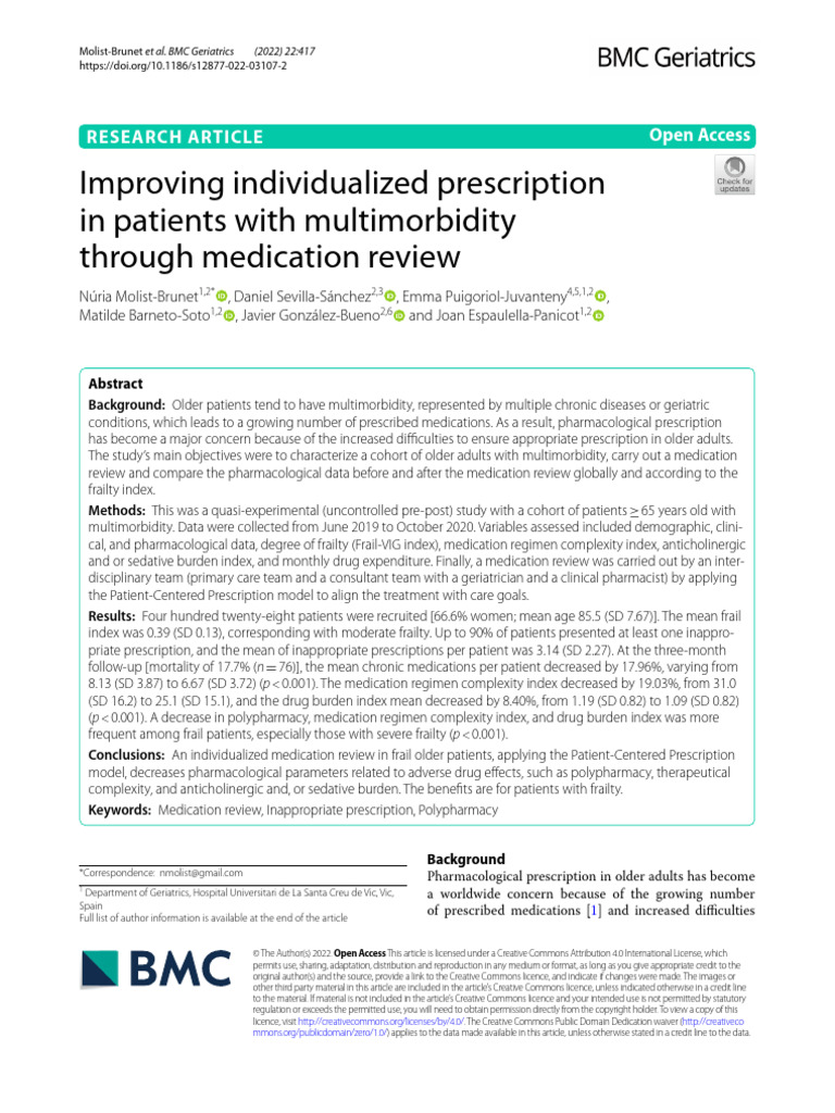 Improving Individualized Prescription in Patients With Multimorbidity ...