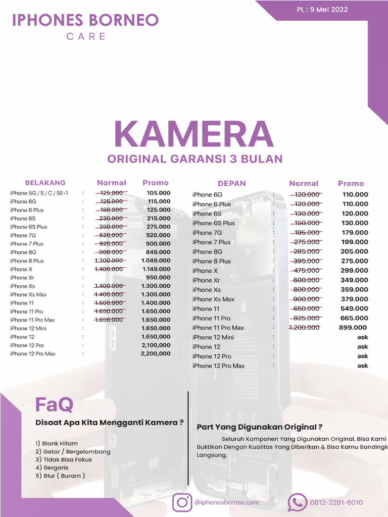 Contoh Pricelist Perbaikan Kamera | PDF
