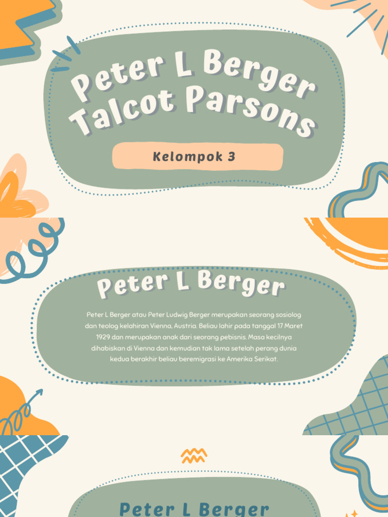 Sosiologi Peter L. Berger dan Talcott Parsons | PDF | Ilmu Sosial