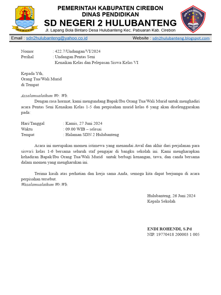 Surat Undangan Pentas Seni Kenaikan Kelas Dan Pelepasan Pdf