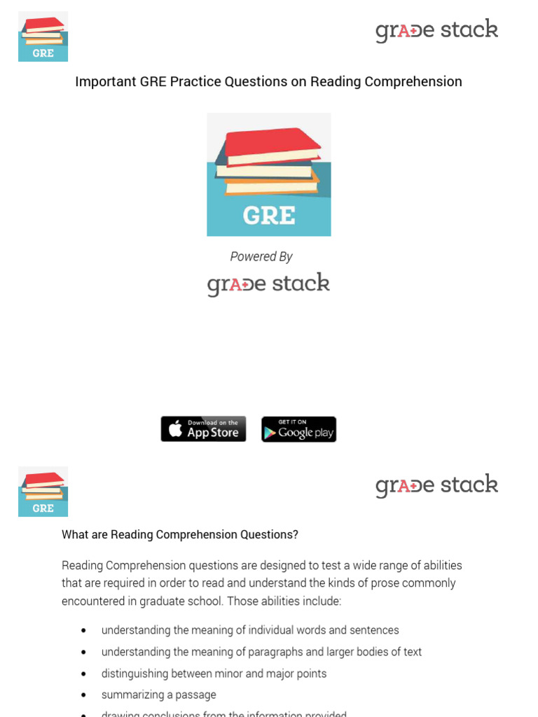 Important GRE Practice Questions On Read | PDF | Reading Comprehension ...