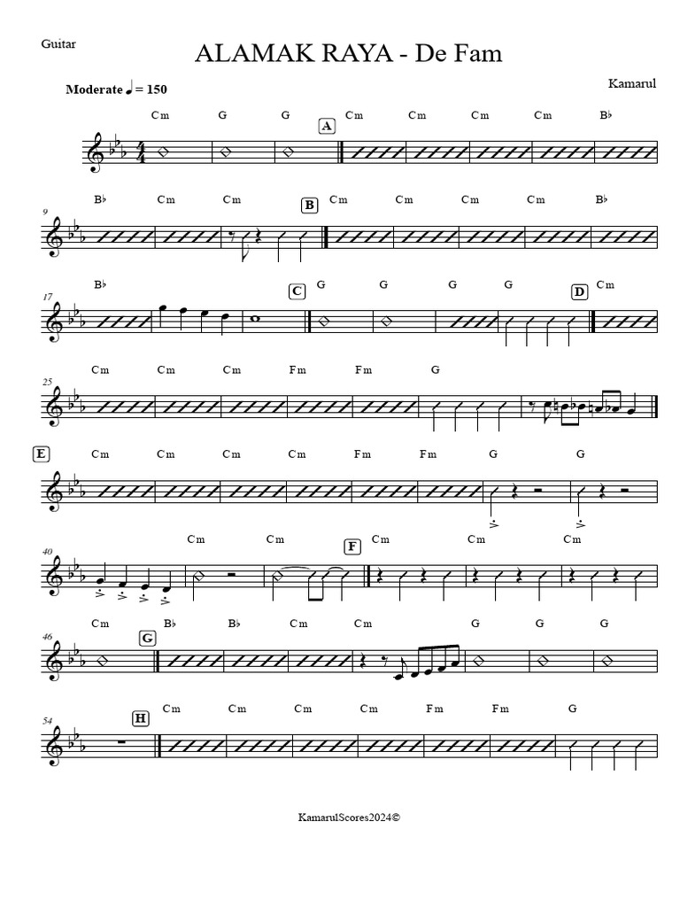 Alamak Raya de Fam - Guitar | PDF