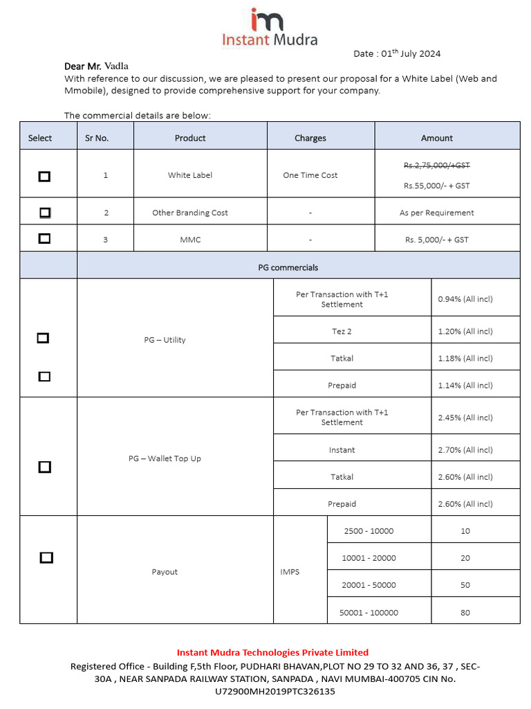 IM White Label Proposal MR - Vadla | PDF | Service Industries