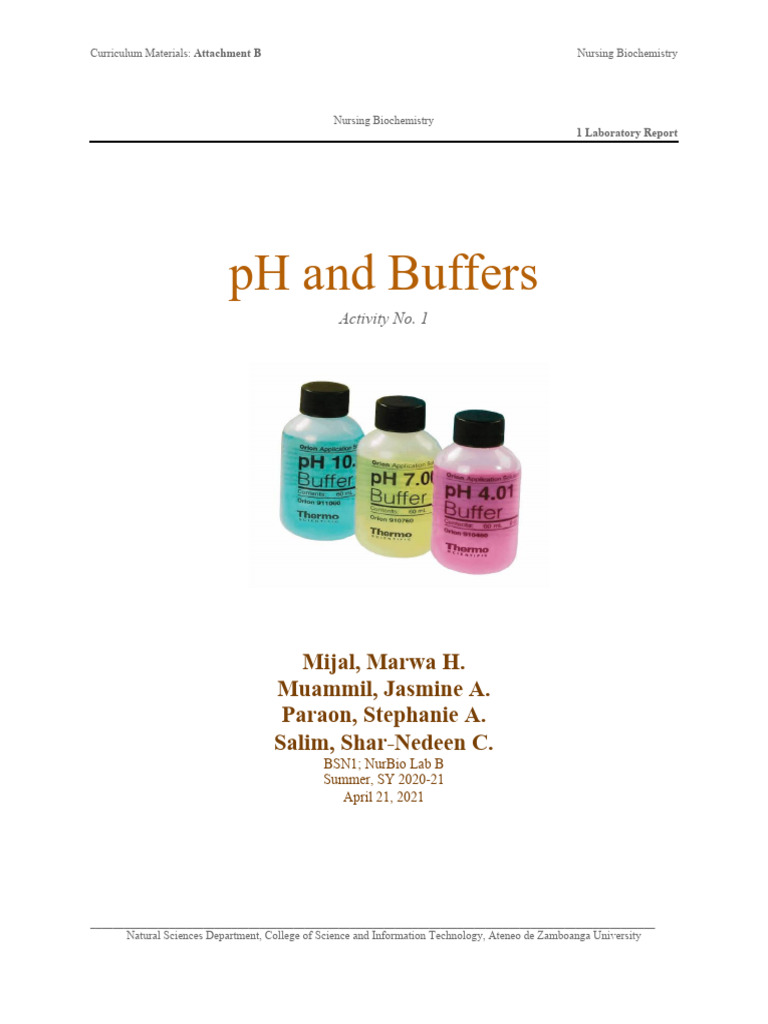 Data Report 1 | PDF | Ph | Buffer Solution